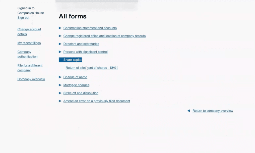 How to file an SH01 form: A step-by-step guide for UK companies