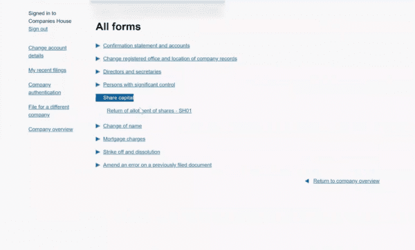 How to file an SH01 form: A step-by-step guide for UK companies