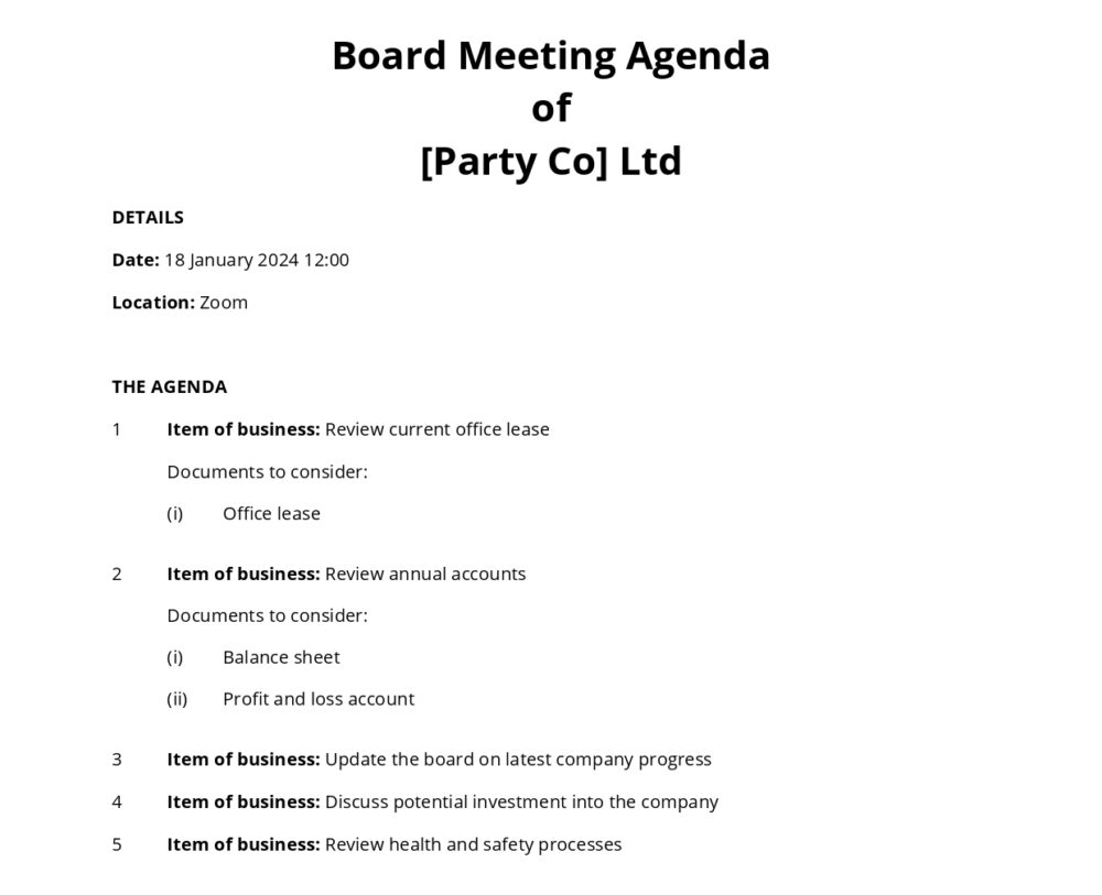 How to create a board meeting agenda - expert guide for startups ...